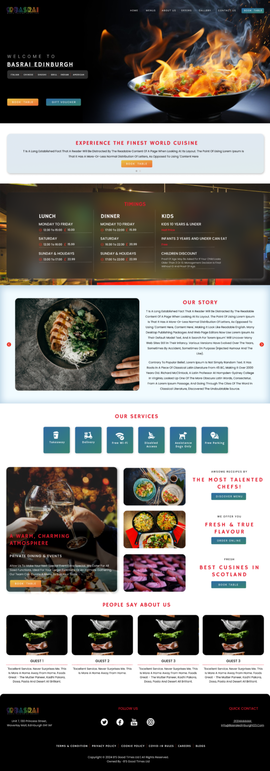 Basrai Restaurant Website - Jyoti B. | UI/UX Designer | 3+ Years of ...
